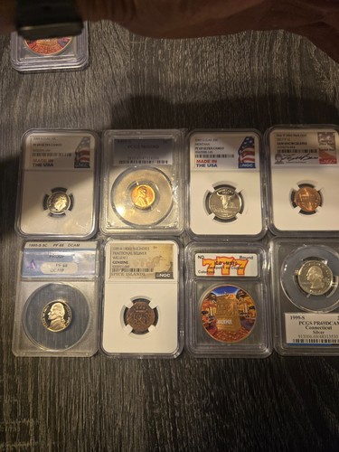 Lot of 8 Slabbed Coins. Most graded or proofs and US and foreign Coins ...