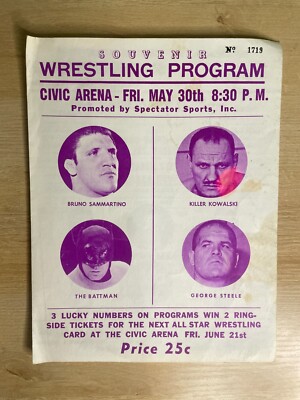 Vintage Souvenir Wrestling Program Sammartino, Kowalski, Battman ...