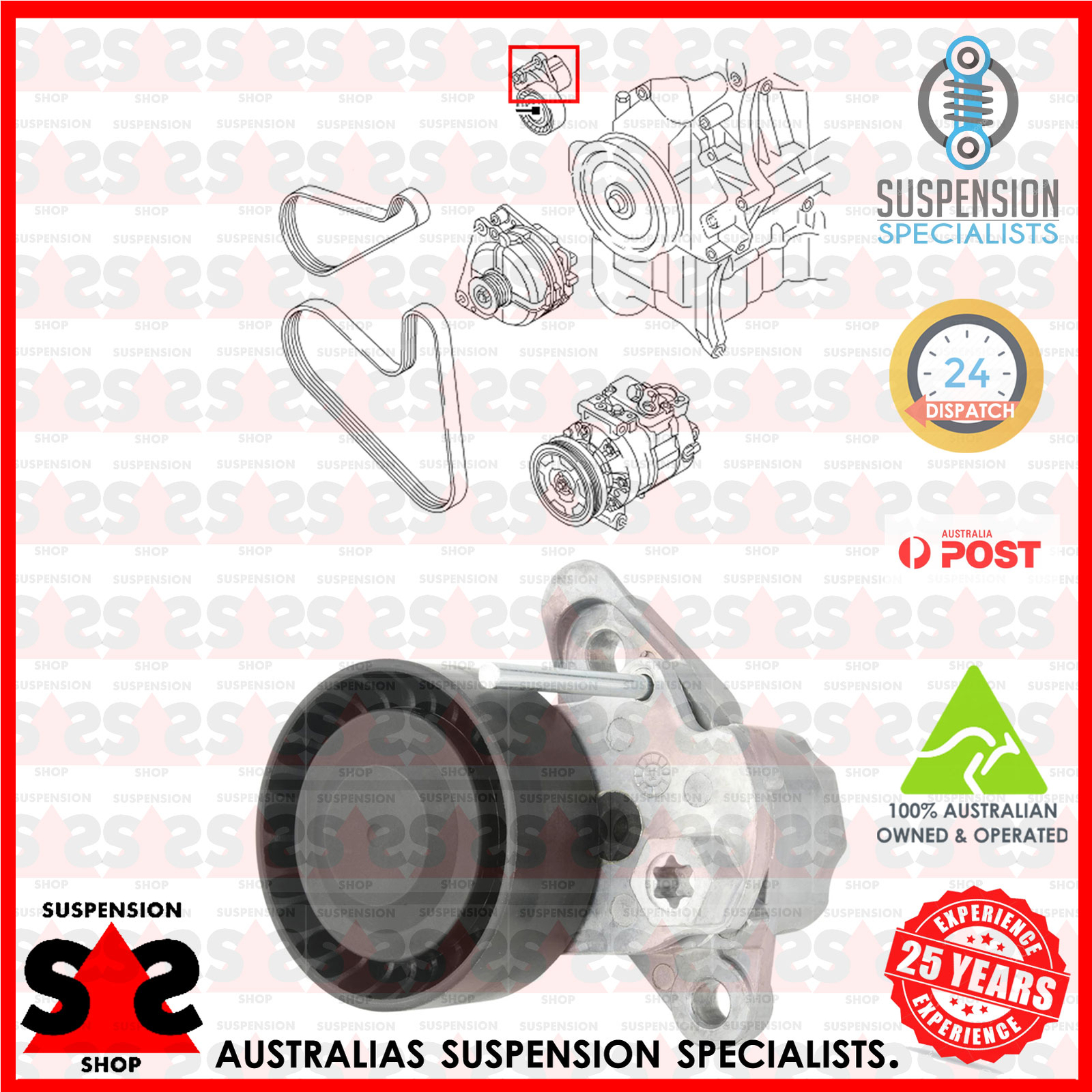 Belt Tensioner, V-Ribbed Belt Suit VW Golf Vii Variant (Ba5, Bv5) 1.4 ...
