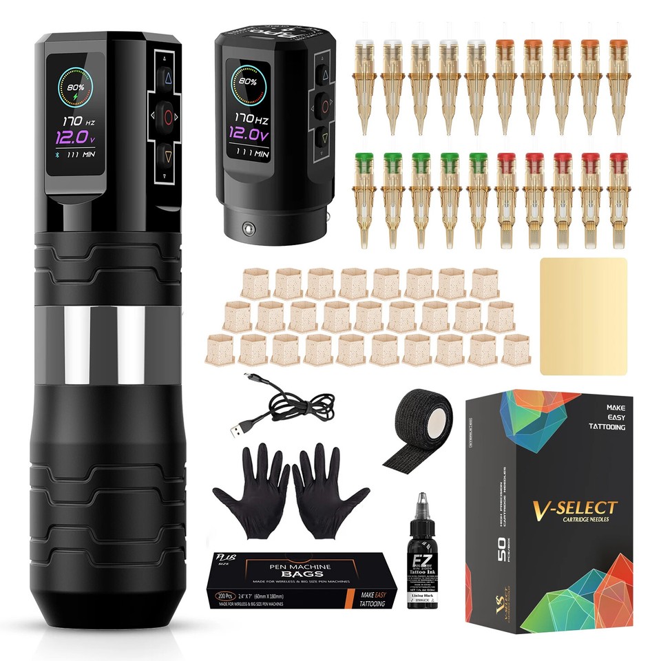 EZ P3 Pro Turbo Wireless Tattoo Gun Kit 5 Strokes 3.0-5.0mm 1600mAh ...