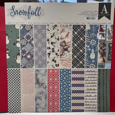 Authentique Snowfall Collection Kit 12x12 - Vinatge Snowman Holiday | eBay