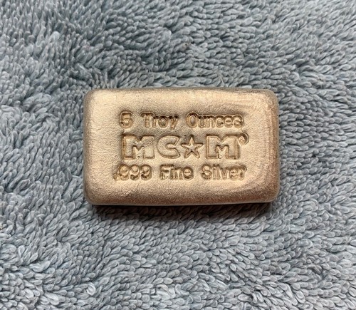 Modern Coin Mart MCM RARE 5 Troy Ounce .999 Fine Silver Bar Poured Loaf ...