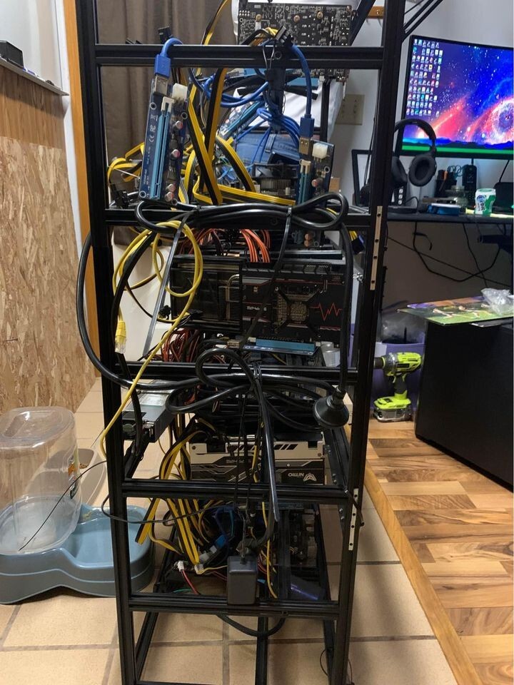 Crypto Mining Rig with spare parts: GPU, breakout, risers, motherboard ...