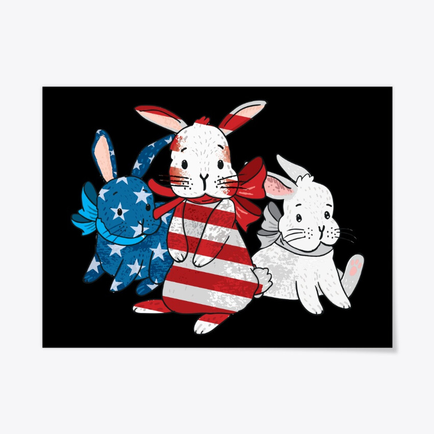 Patriotic 4th Of July Rabbit Lover Gift Poster - 18"x24" | eBay