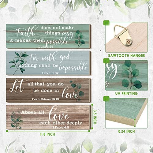 4 Pieces Bible Verses Wall Decor Psalms Scripture Wooden Christian Sign ...