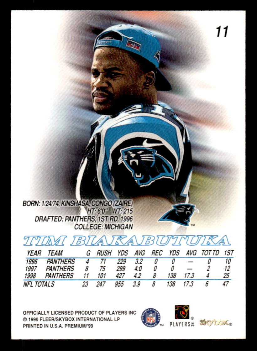 Tim Biakabutuka Carolina Panthers 1999 SkyBox Premium #11 | eBay