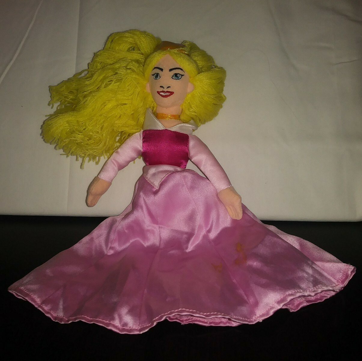 DISNEY STORE PRINCESS AURORA PLUSH 10" PINK GOWN LONG HAIR | eBay