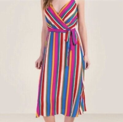 NWT Francesca’s Blue Rain Sun Dress Size Medium Multi Color Stripes ...