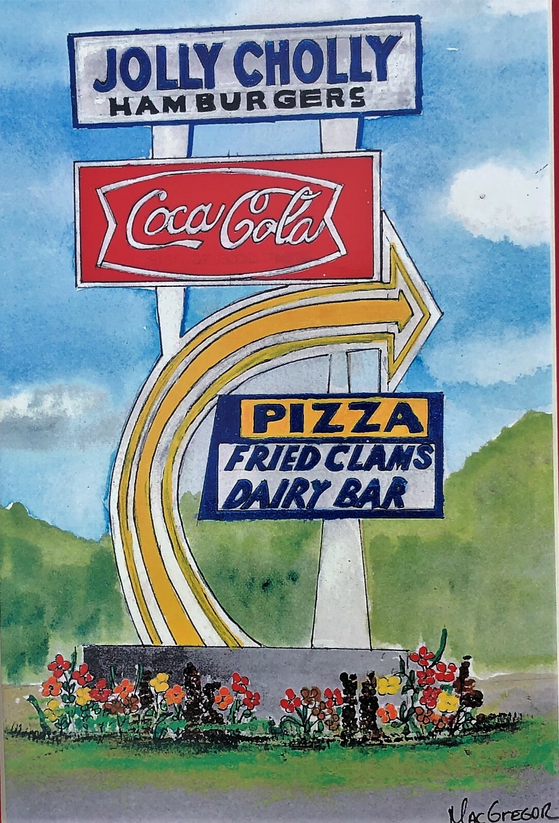 Jolly Chollys Road Sign art print Amusement Park Diner North Attleboro ...