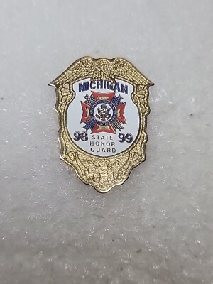 1998-99 VFW Michigan State Honor Guard Gold Toned Shield Lapel Pin | eBay