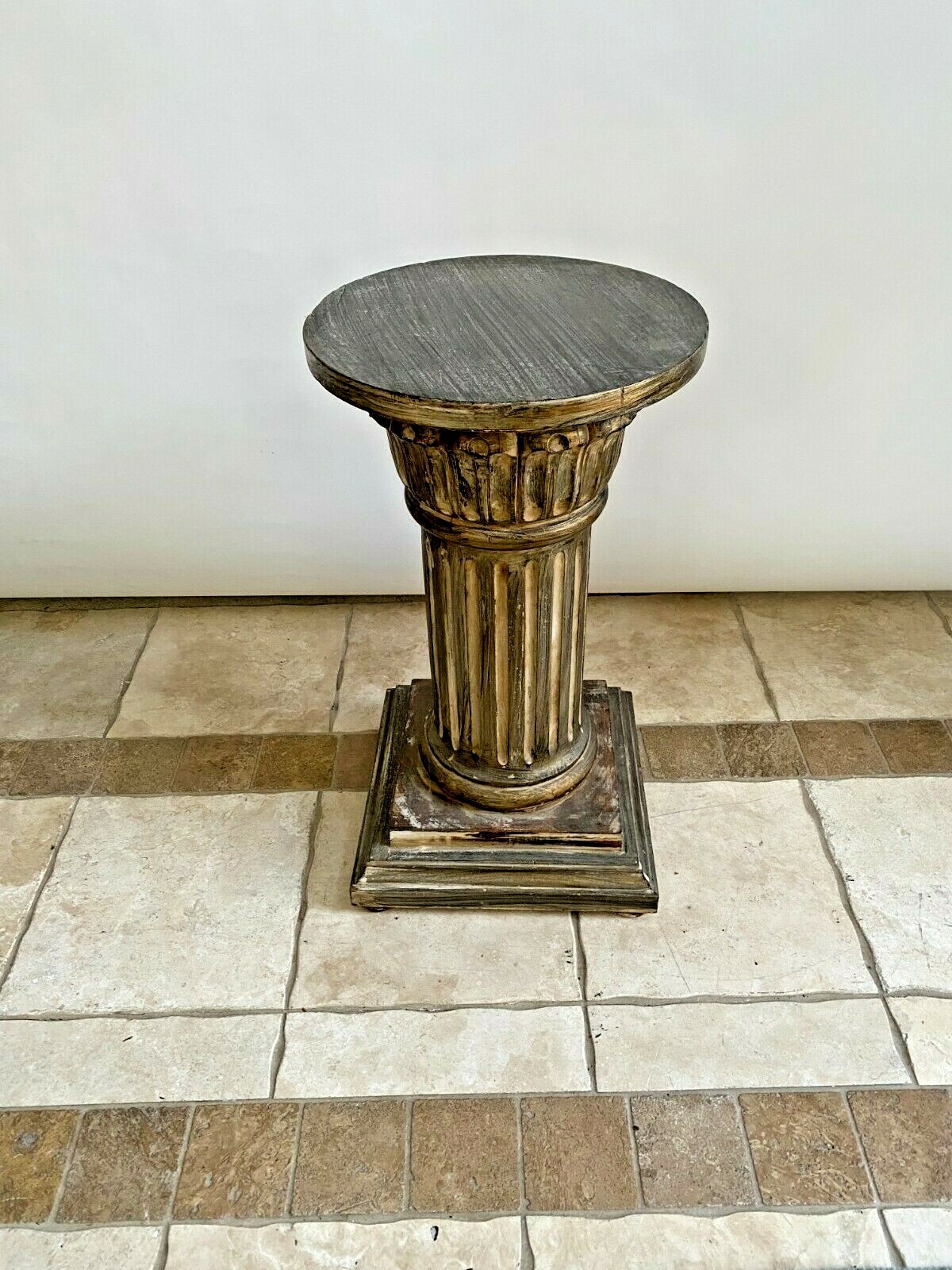 Vintage Roman style Column Bust Plant Stand pedestal Real carved solid ...