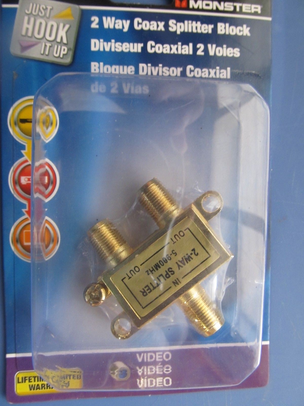 Monster 2 way Coax Splitter Block 5-900 MHz #140005-00 NEW | eBay