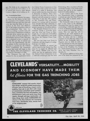 1948 Cleveland Ohio Trencher Photo Full Crawler Wheel Type Trench Job ...