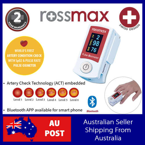 Rossmax Pulse Oximeter with ACT, SpO2 & Pulse Bluetooth (Artery Check ...