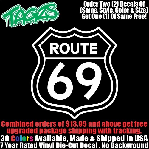Route 69 V2 Funny Diecut Vinyl Window Decal Sticker Car Truck Suv Jdm