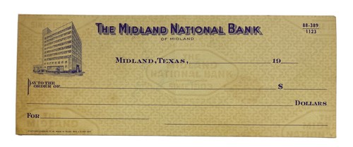 Vintage Unused Check The Midland National Bank Texas | eBay