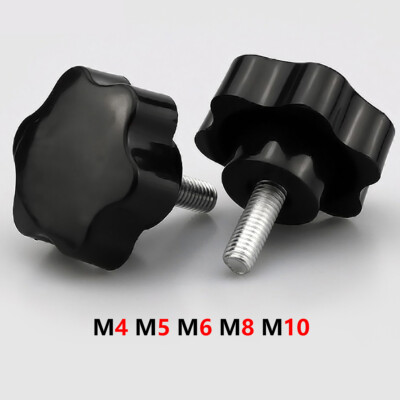 M4 M5 M6 M8 M10 Thumb Screws Hand Knob Bolts Black Plastic Hexalobular ...
