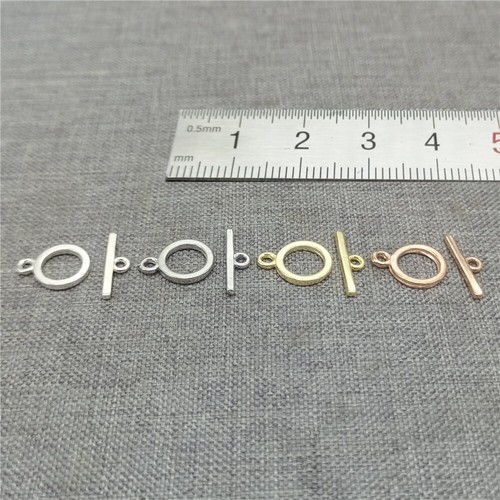 5sets of 925 Sterling Silver Round Toggle Clasps Gold Plated Circle ...