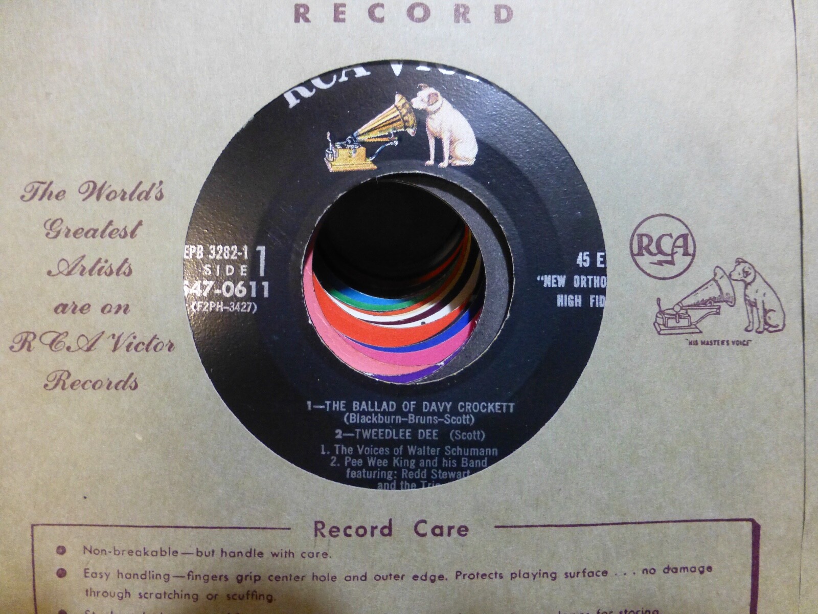 PEE WEE KING & REDD STEWART BALLAD OF DAVY CROCKETT & TWEEDLEE EP 45 NM ...