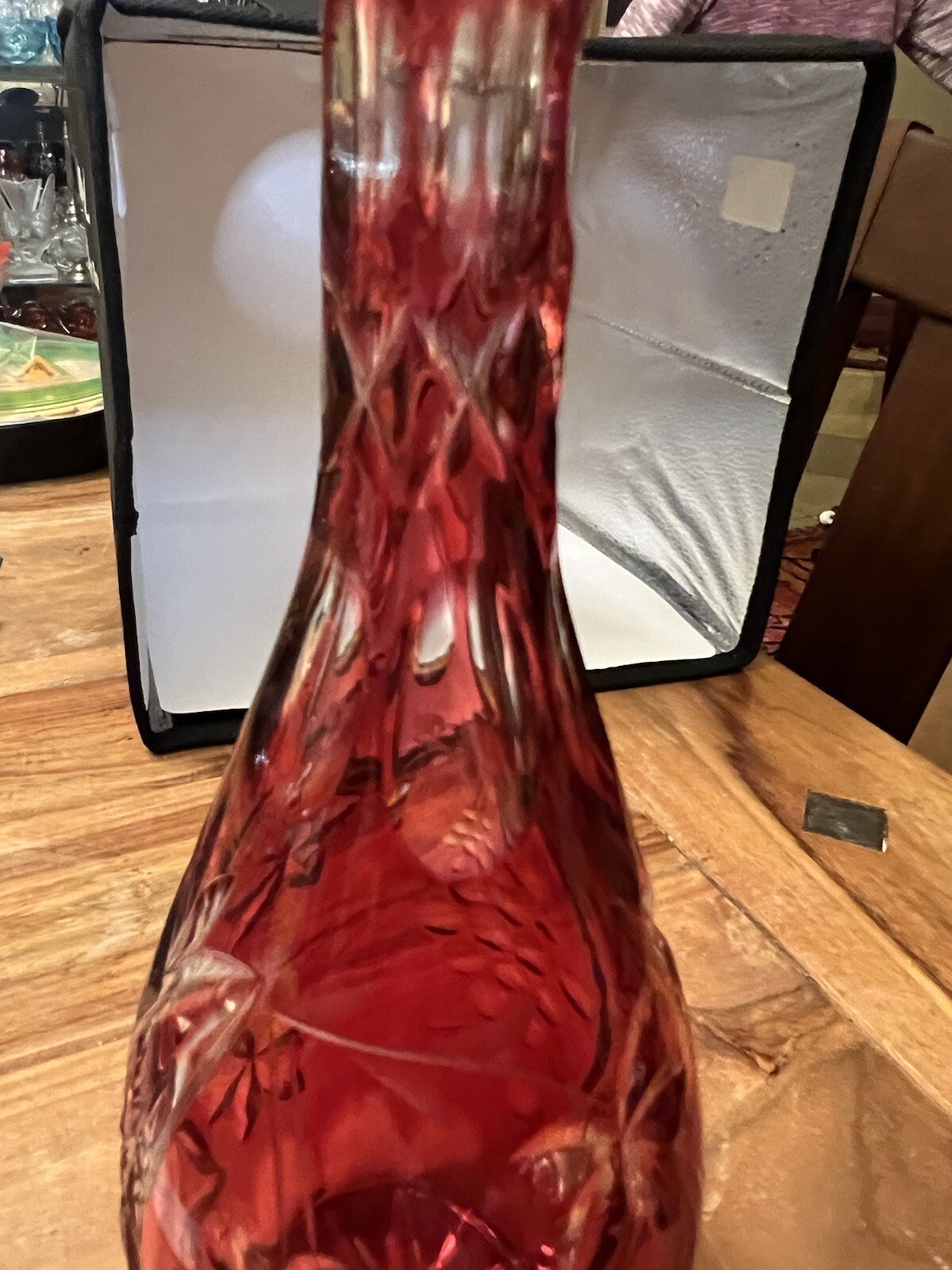 Bohemian Ruby Cut To Clear Crystal Decanter Grapes Leaves Nachtmann ...