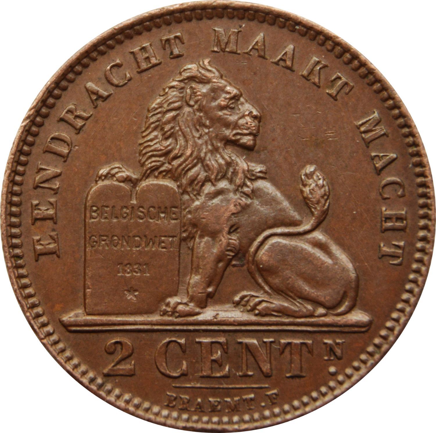 Belgian Coin 2 Centimes - Albert I België | Lion | Star | Slab | 1910 ...
