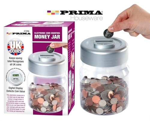 Coin Counter Digital LCD Display Jumbo Jar Sorter Money Bank Box Counts ...