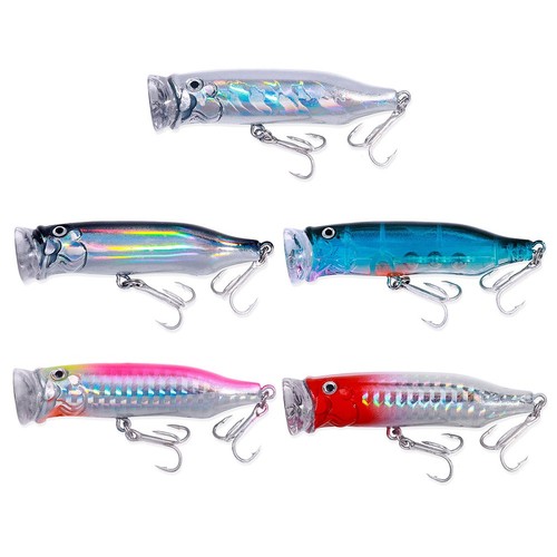 7cm Popper Fishing Lures in 5 Colors 10g Wobblers Hard Artificial Bait ...