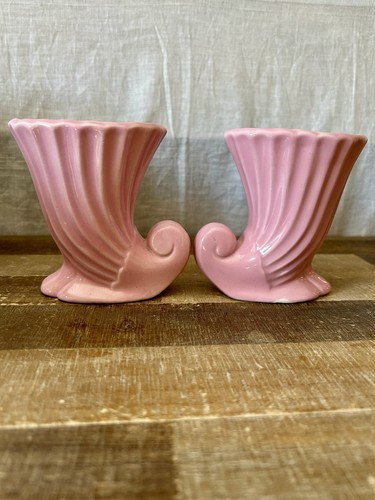 Vtg Mccoy Shawnee Art Pottery USA Pink Shell Cornucopia Horn Plenty ...