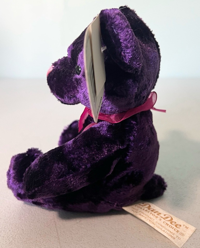 DanDee Purple Plush Teddy Bear with Pink Heart Gem and Bow | eBay