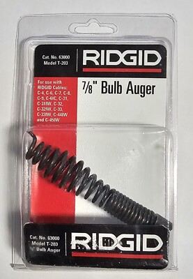 Ridgid 63000 T-203 7/8" OD Drum Cable Bulb Auger for K-400 & K-3800 ...