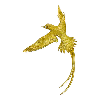16k Yellow Gold Vintage Diamond Flying Bird Pendant | eBay
