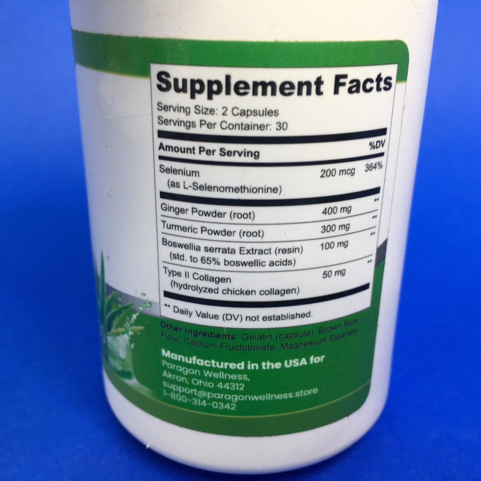 Paragon Wellness Flex Guard Joint Health Formula Dietary Supplement 60 ...