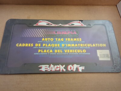 Novelty "Back OFF" License Plate Frame Angry Eyes Chroma Plastic Retro ...