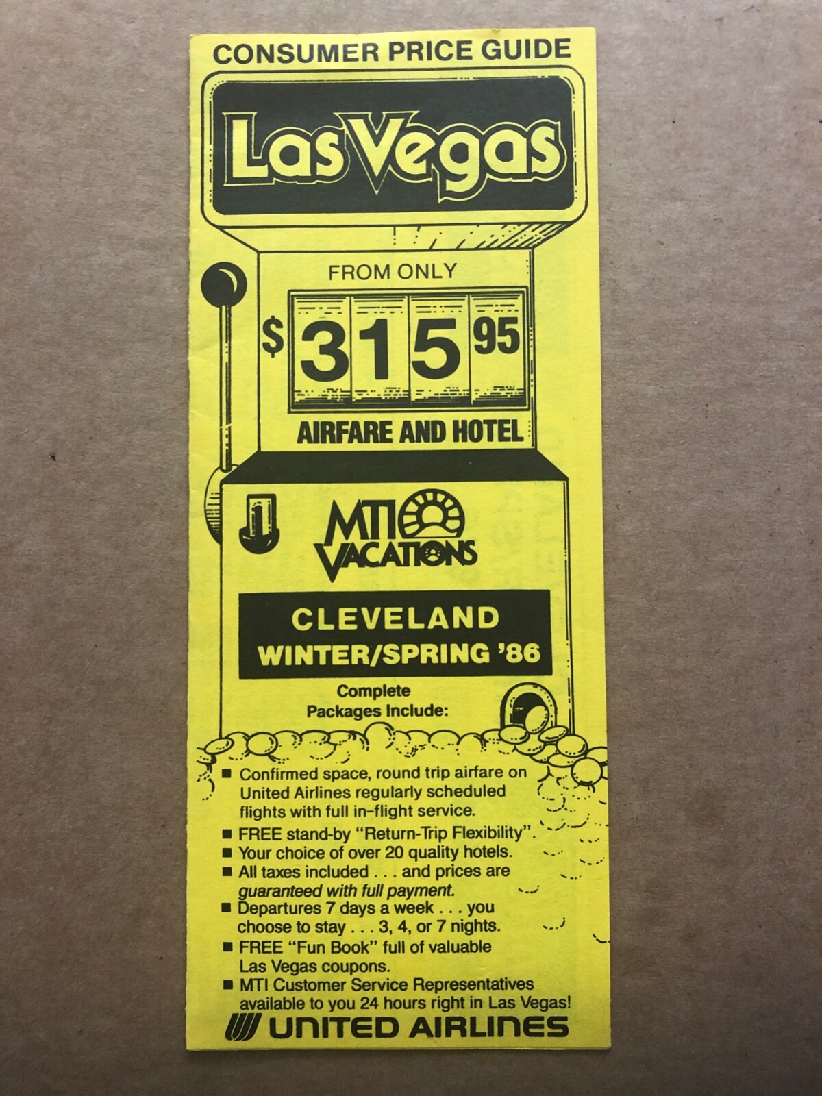 Vintage 1986 LAS VEGAS Consumer Price Guide Brochure Cleveland United ...