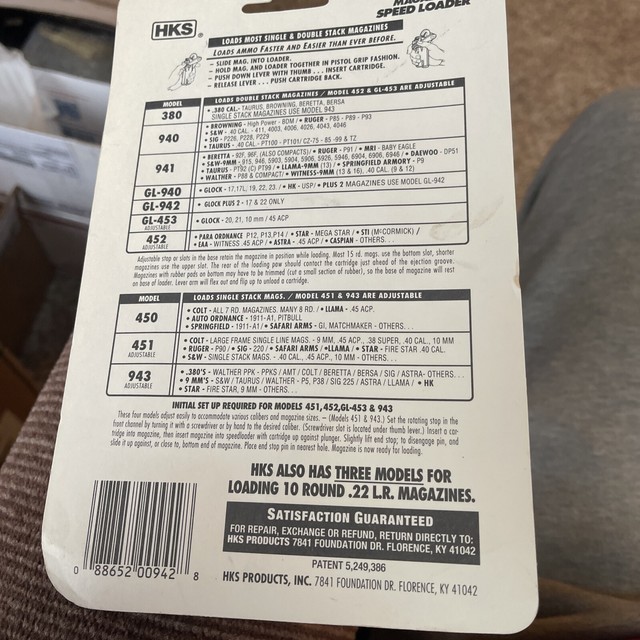 3 HKS Magazine Speed Loader 941 9mm and 40 Cal Staggered Magazines for ...