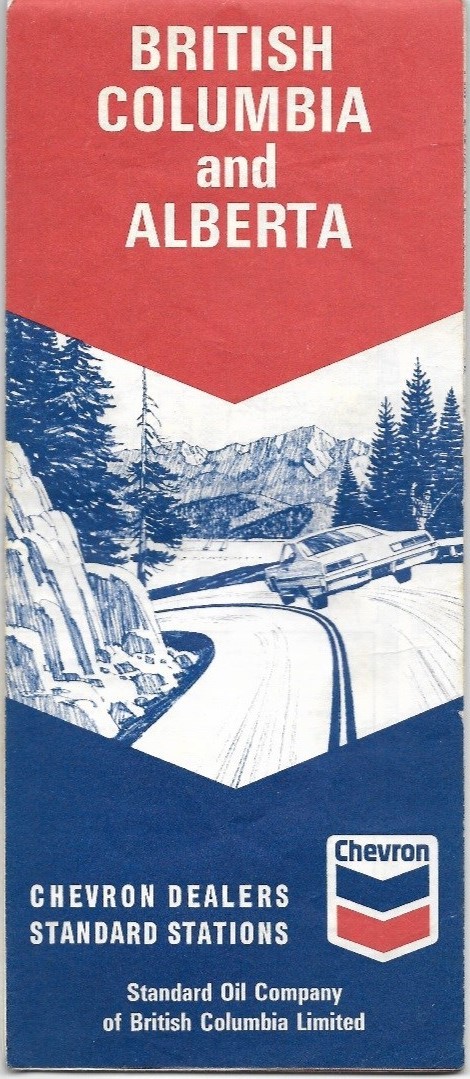 1970 CHEVRON OIL Road Map BRITISH COLUMBIA ALBERTA Canada Edmonton ...