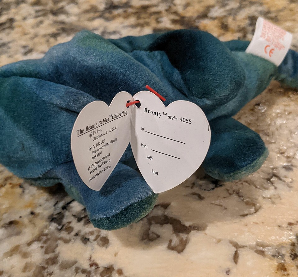 TY Bronty the Dinosaur Brontosaurus Beanie Babies 3rd Gen hang tag 2nd ...