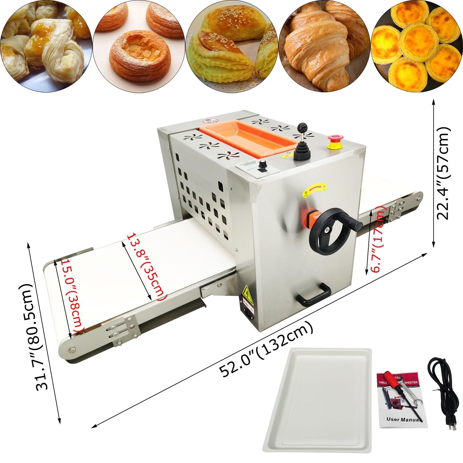 110V Mini Commercial Desktop Pastry Machine Chain Drive Dough Sheeter ...