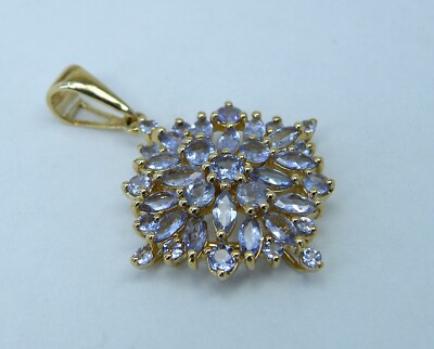 10k Gold 1.25ct Tanzanite Natural Gemstone Snowflake Cluster PENDANT1 1 ...