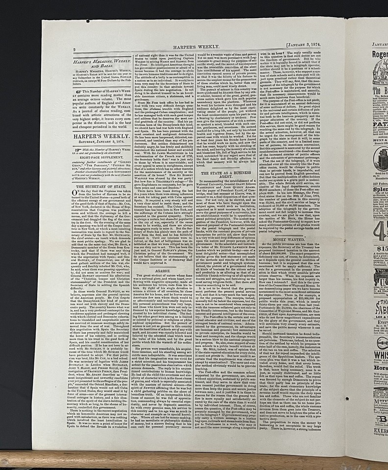 ORIGINAL 1874 THOMAS NAST HARPER’S WEEKLY HAND-COLORED SANTA CHRISTMAS ...