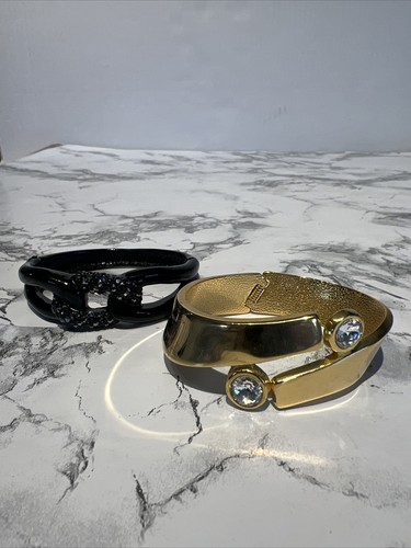 2-Clamp Style Bracelets Black Gold Rhinestones Fancy Vintage Stylish | eBay