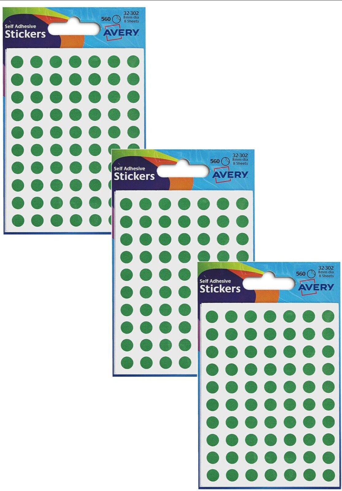 Avery 8mm Round dot Stickers GREEN Coloured Circles Sticky Labels (520 ...