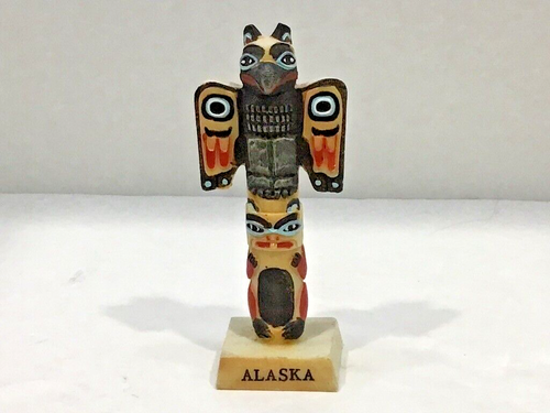 Alaska Hand Painted 4 1/2" Souvenir Carved Totem Pole Figurine | eBay