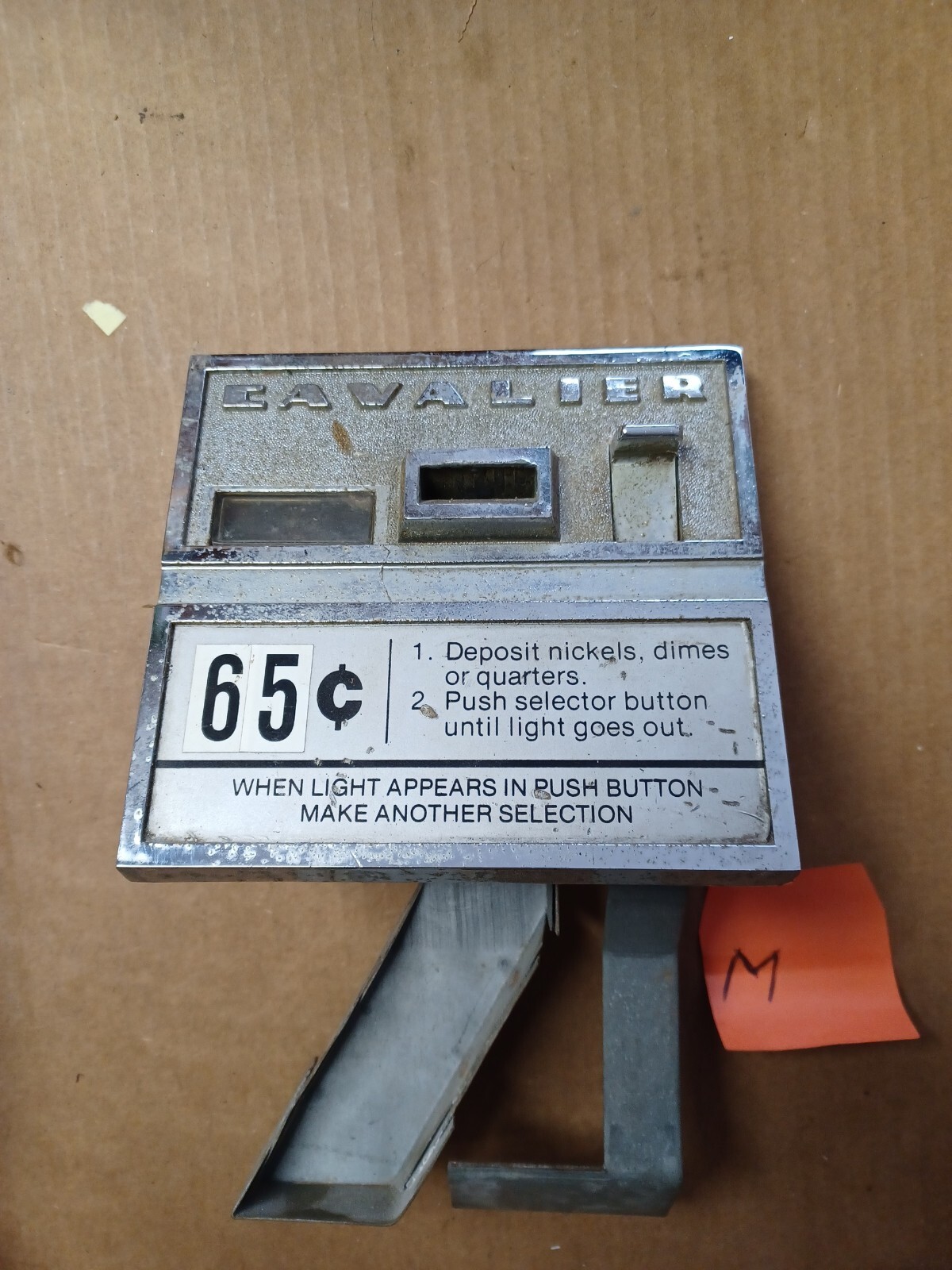 Cavalier Coke Machine Front coin slot panel & coin drop chute parts or ...