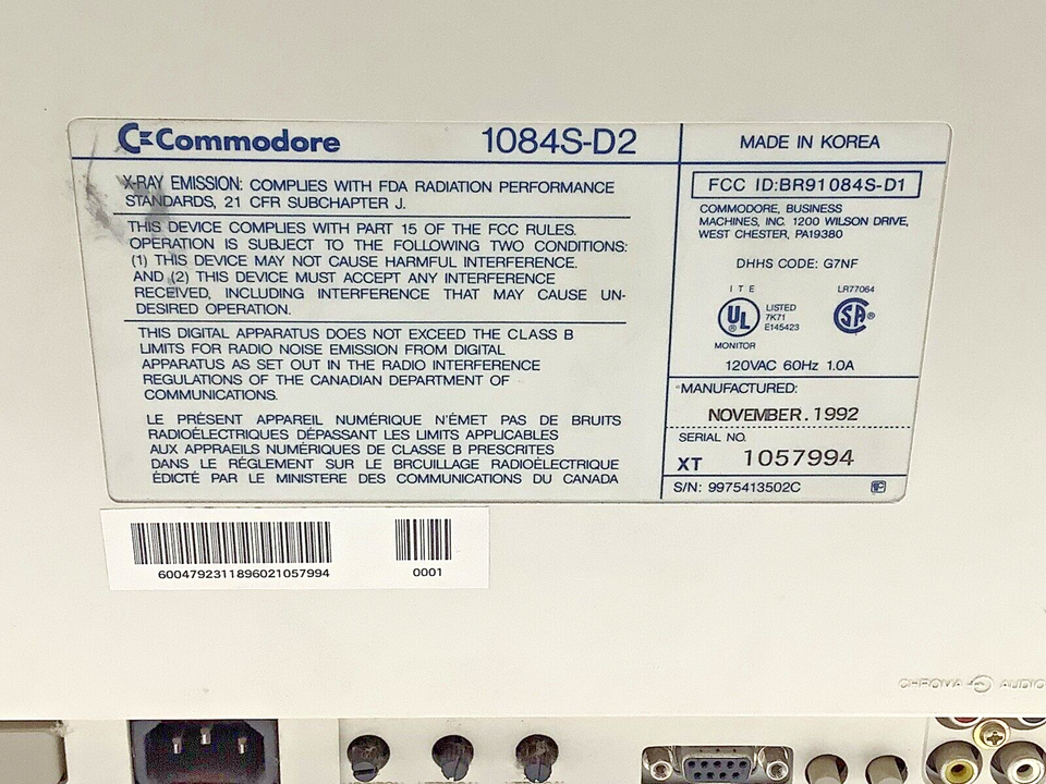 Commodore 1084S-D1 Monitor - VINTAGE 1992 WORKING *READ FULLY PLEASE ...