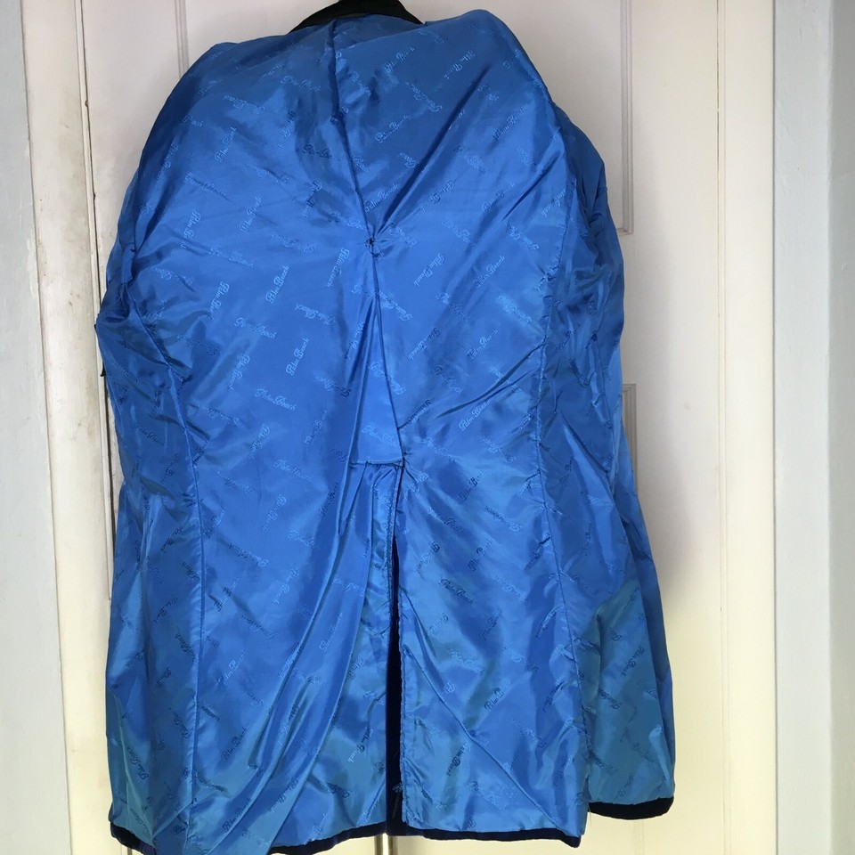 VTG Mens 37 R Tuxedo BLUE Velvet Smoking Jacket Suit Blazer Austin ...
