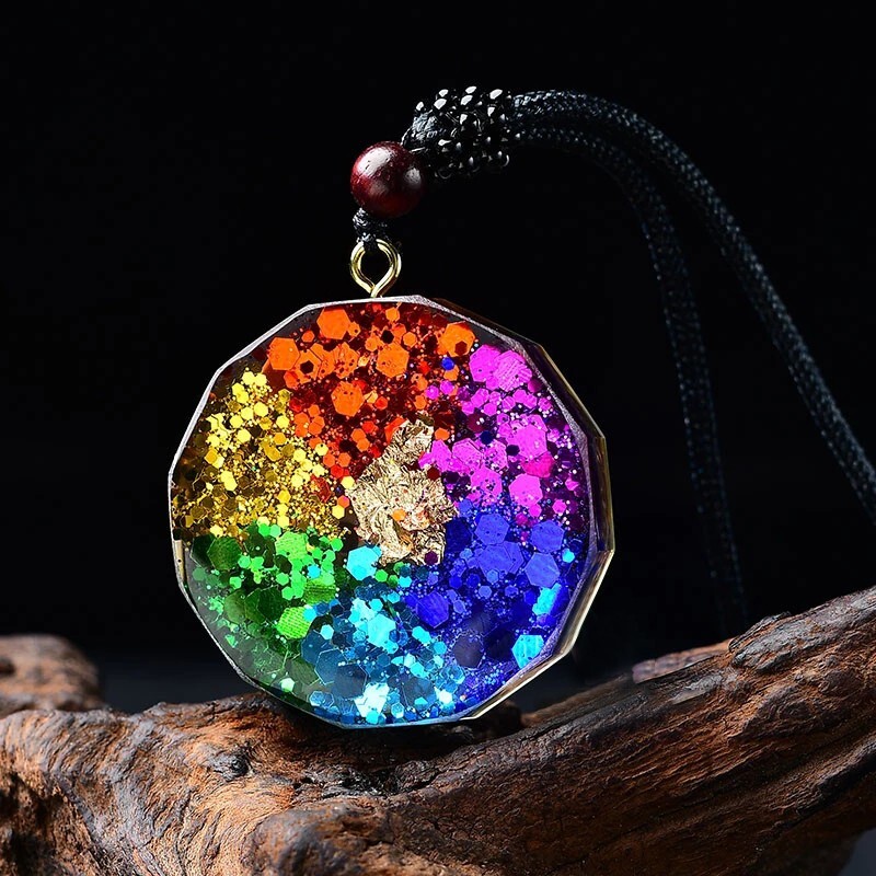Natural Crystal Orgonite Pendant 7 Chakra Healing Talisman Women Men ...