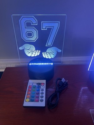 67 Viral Meme LED Acrylic Lamp- Color-Changing Remote Battery Wired ...