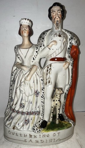 Huge Antique Staffordshire Queen Victoria & King Victor Emmanuel ...