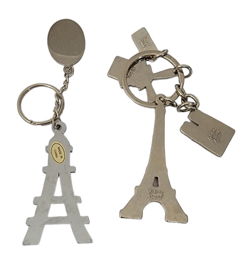 Paris France Keychain Lot-2, Silvertone Metal Enamel Charms Souvenir ...